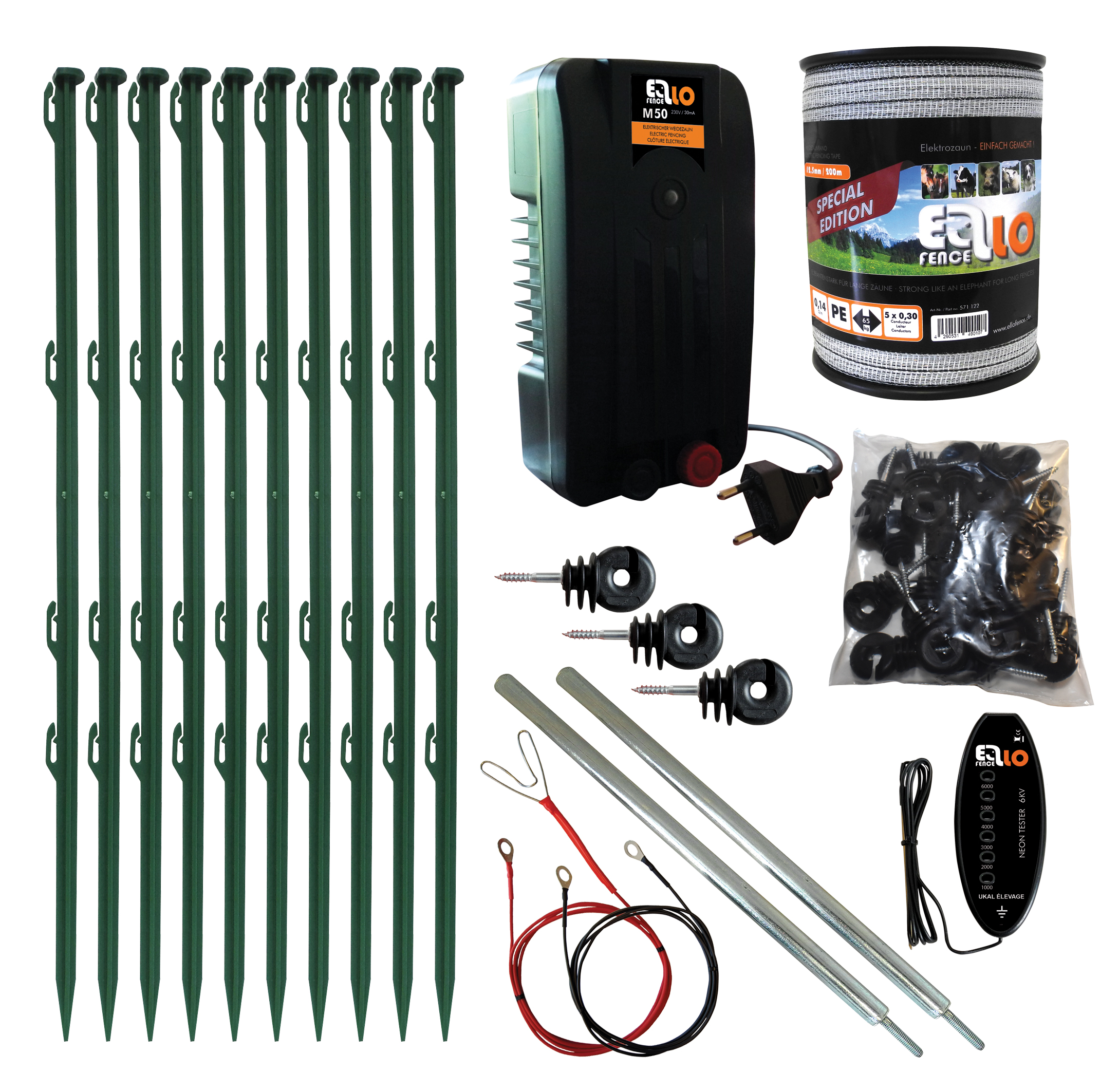 Ellofence Weidezaun Starterset plus mit 200m Band | Ellofence